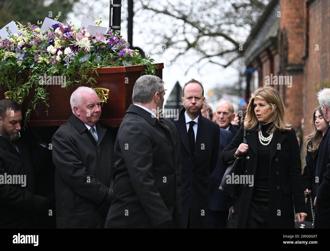 London, UK. February 2nd, 2024. Kate Garraway at the funeral of Derek ...
