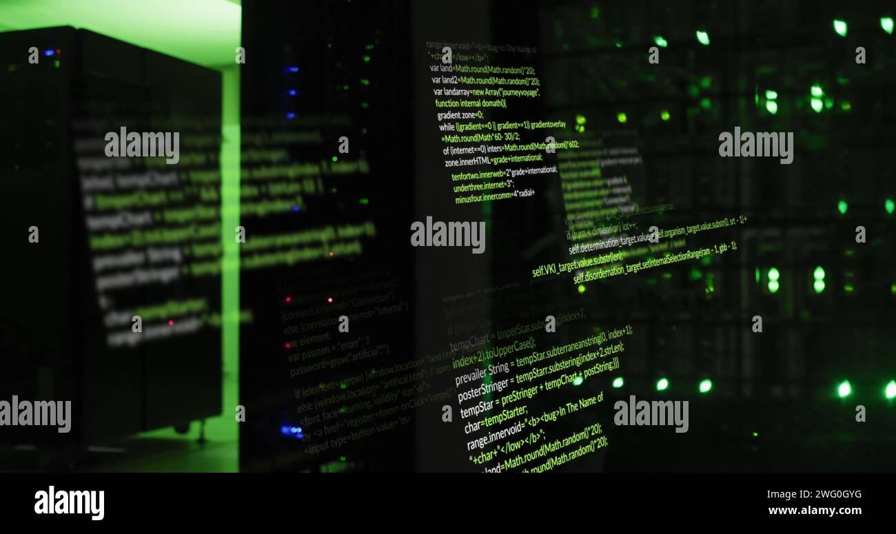 Image of data processing on black background Stock Photo - Alamy