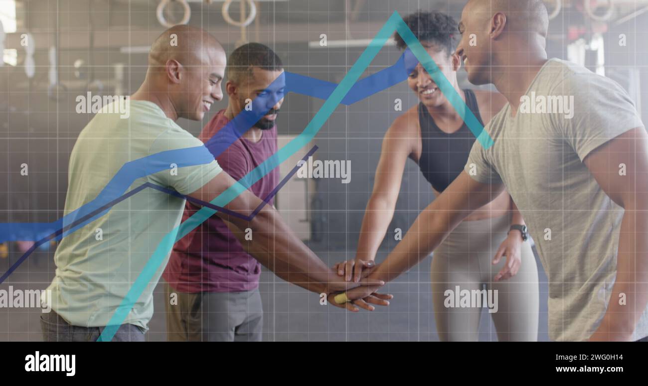 Image of graph processing data over diverse fitness group embracing and ...