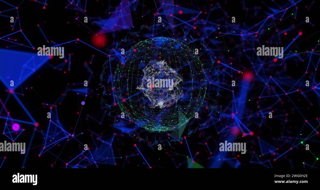 Image of globe with connections on dark background Stock Photo - Alamy