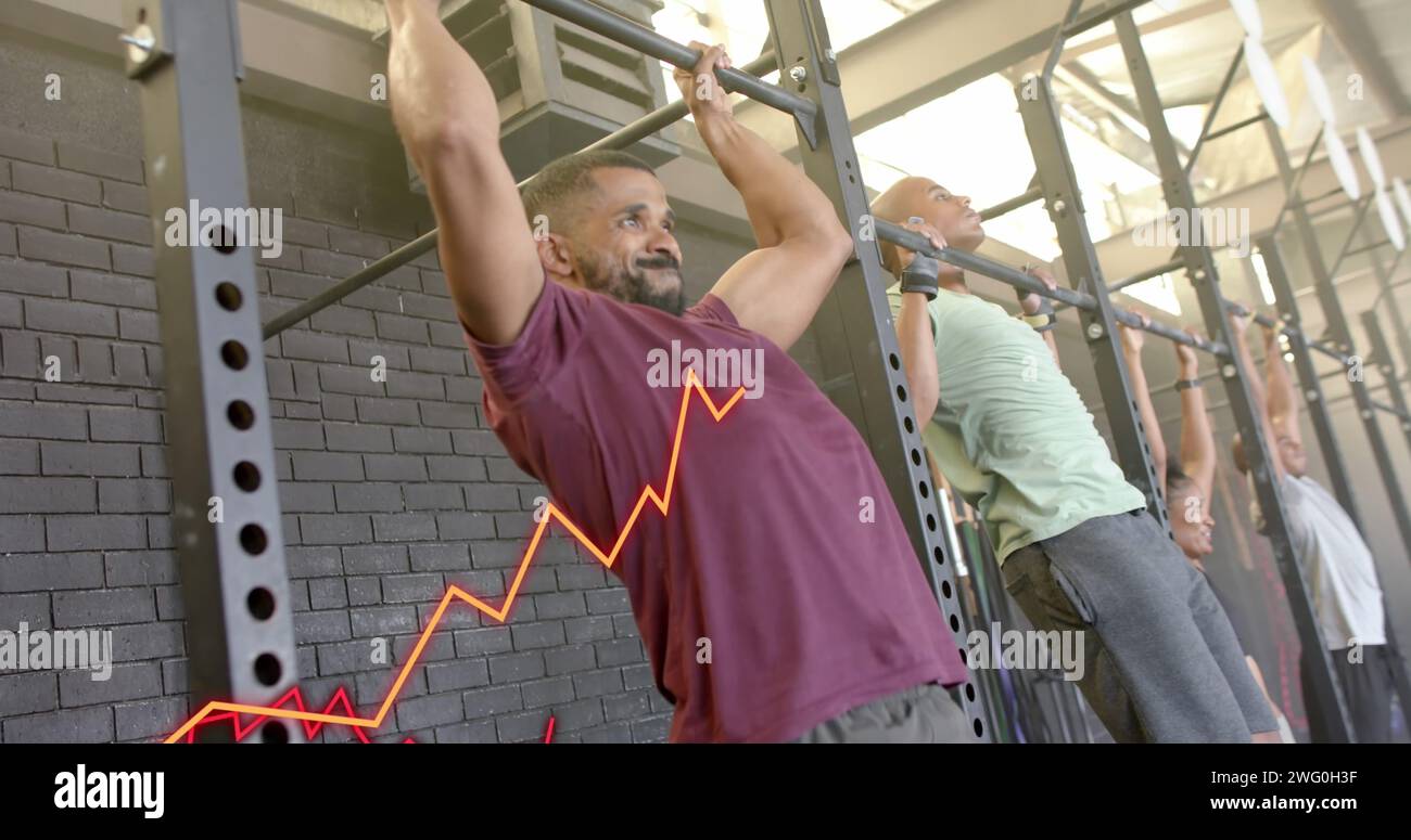 Image of graph processing data over diverse group doing pull ups cross ...