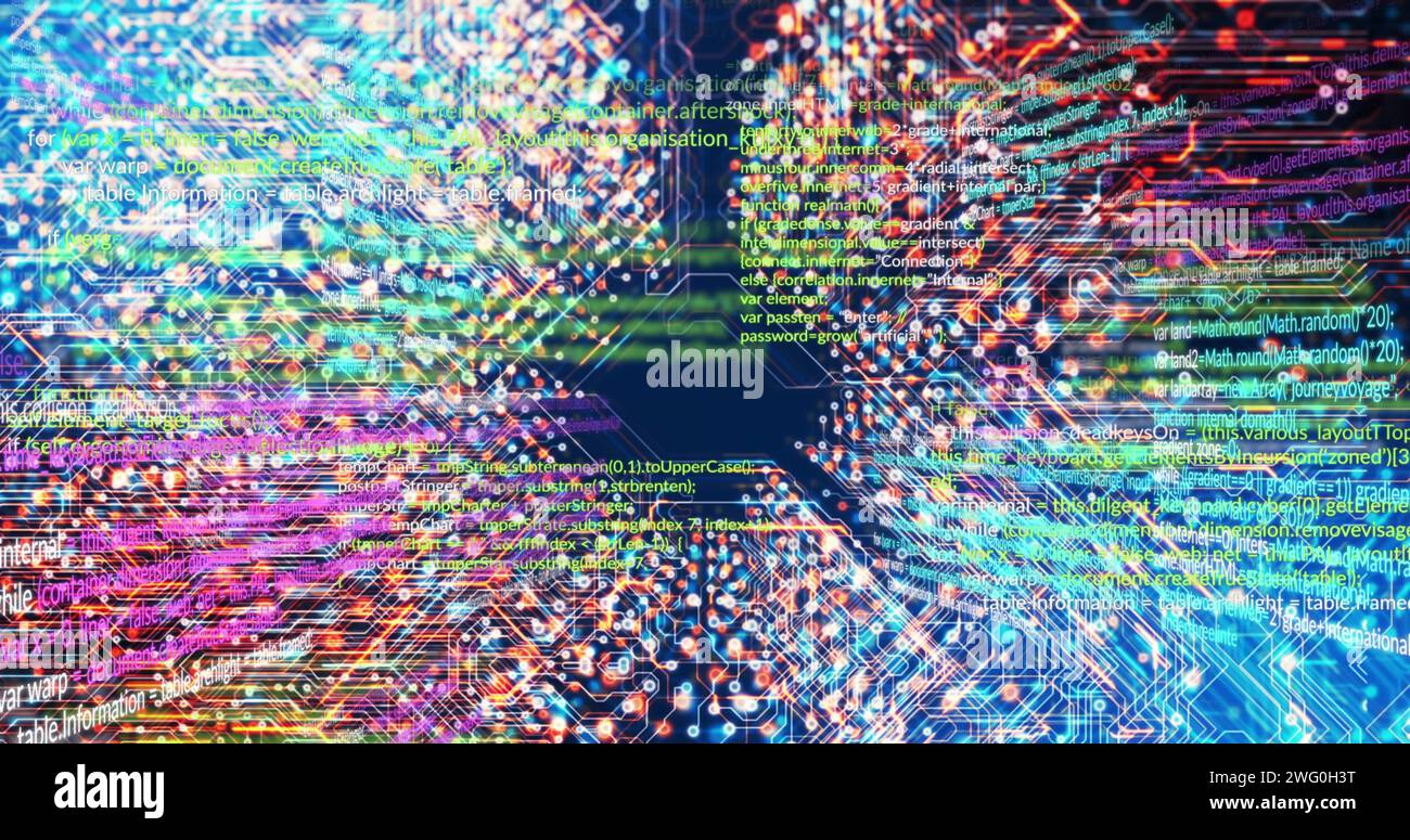 Image of data processing on blue background Stock Photo - Alamy