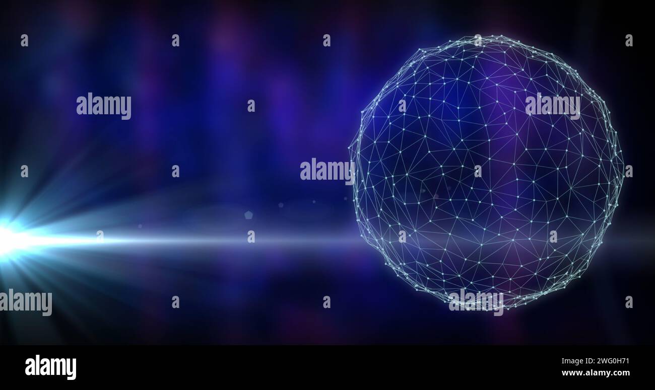 Image of globe with connections on dark background Stock Photo - Alamy