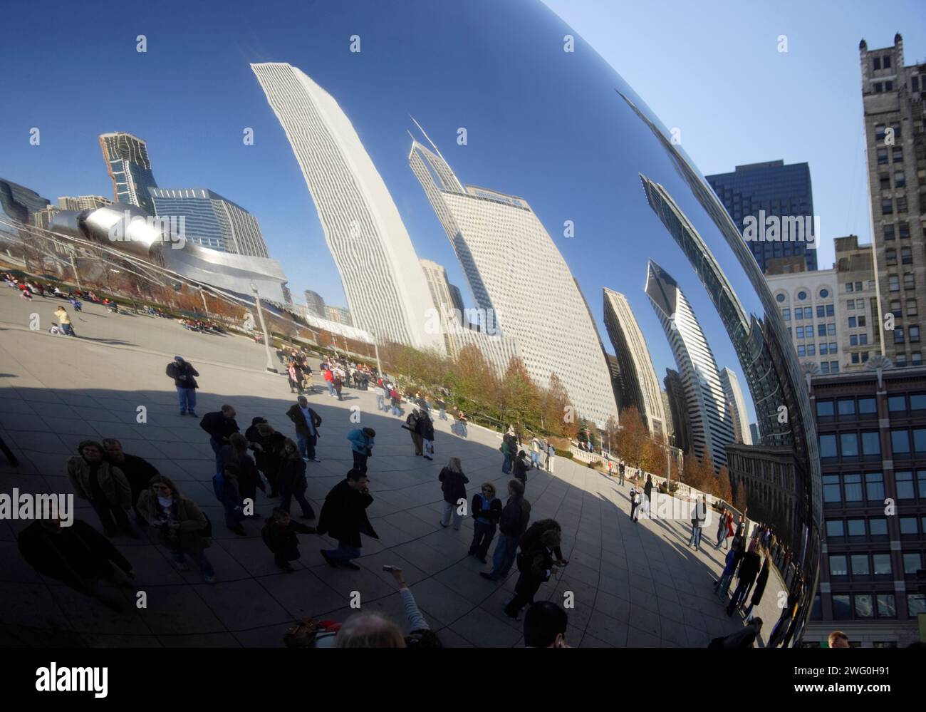 Chicago skyline reflected by Stock Photo - Alamy