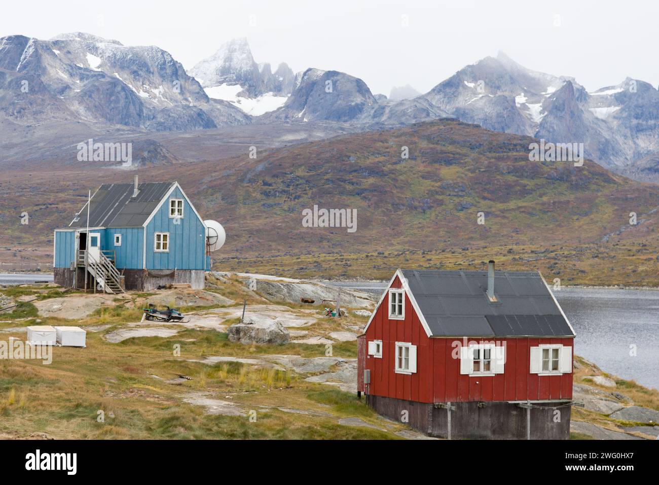 Houses of the remote village Tasiussaq in Greenland Stock Photo - Alamy