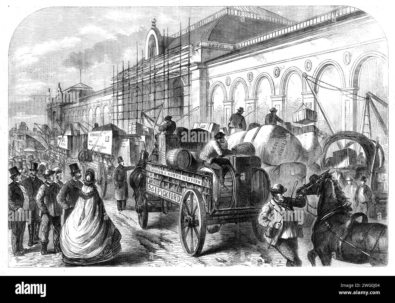 Arrival of goods at the International Exhibition Building: a scene in ...