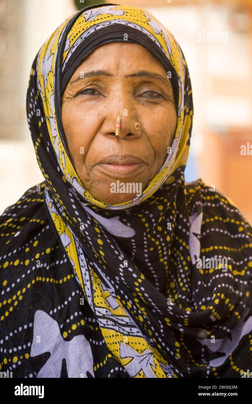 Portrait of an Omani woman with nose jewlery in Salalah, Oman Stock ...