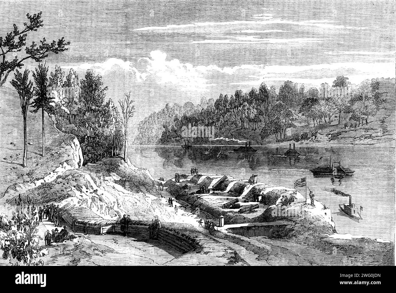 The Civil War in America - main battery at Fort Pillow, on the ...