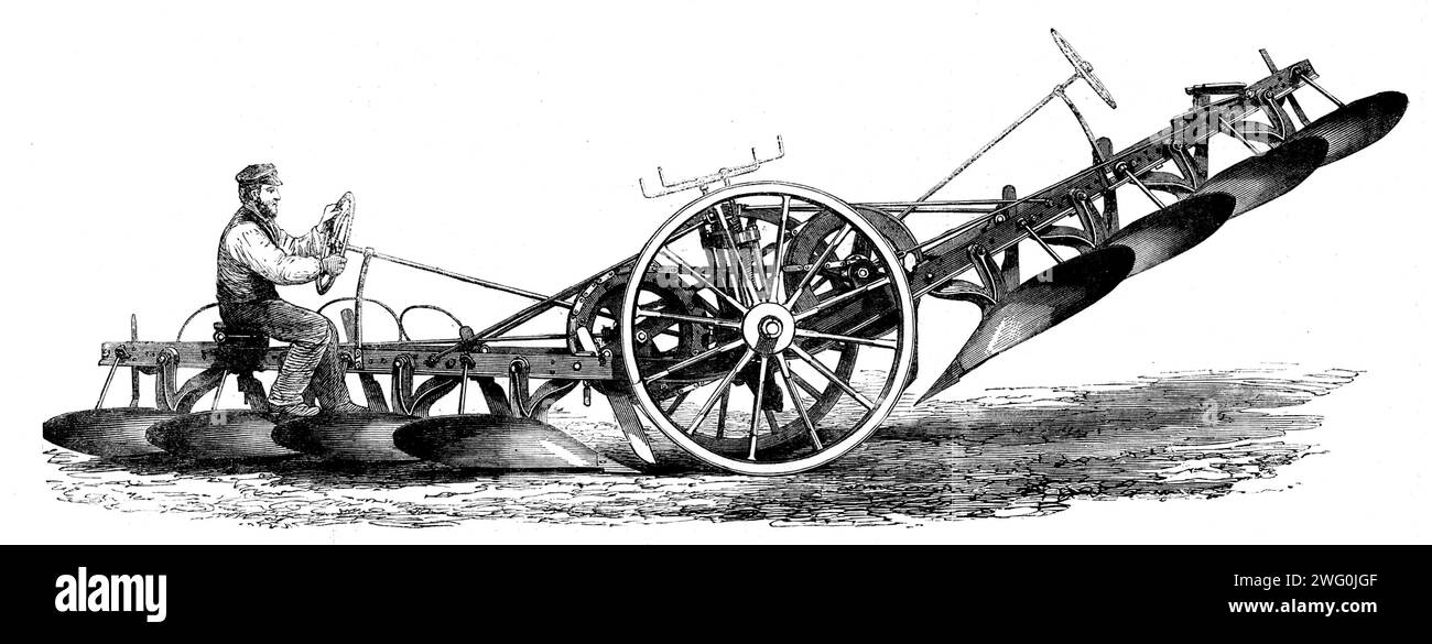 The International Exhibition: Fowler's patent four-furrow steam-plough ...