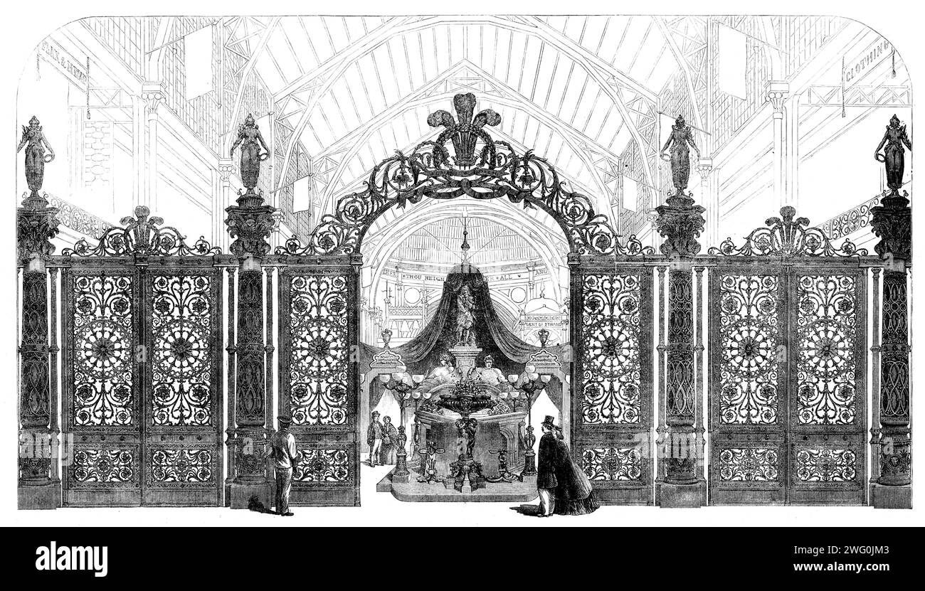 The International Exhibition: Coalbrookdale gates and court, 1862. 'The ...