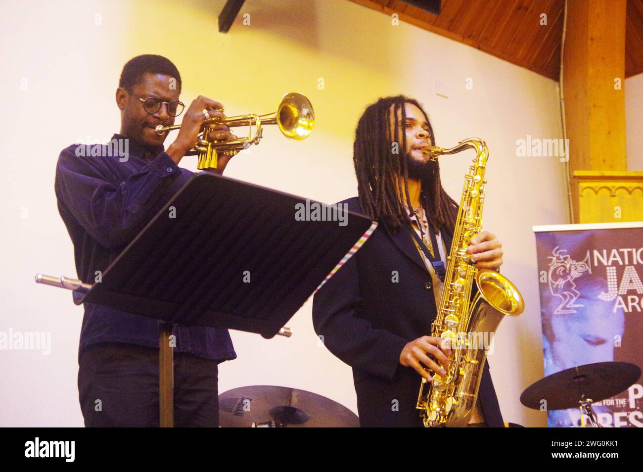 Mark Kavuma and David Kayode, Gary Crosby Sextet, National Jazz Archive, Loughton, Essex ...