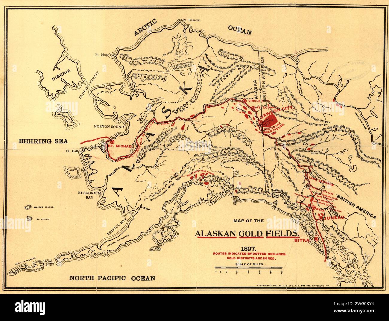 Map of the Alaskan gold fields, 1897. Beginning in the mid-19th century ...