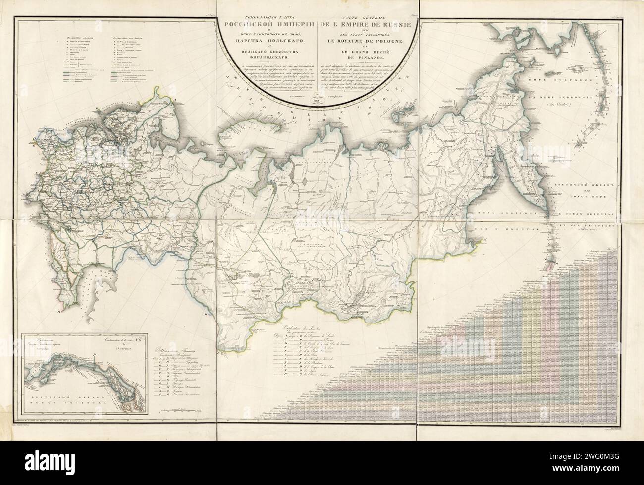 General Map of the Russian Empire and the Neighboring Polish Empire and ...