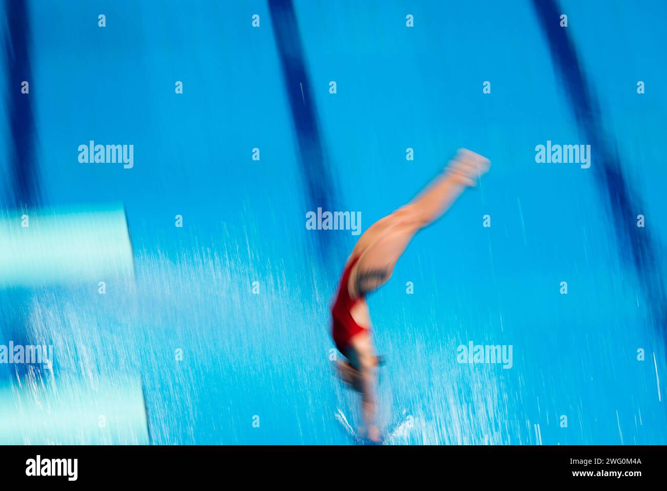 Kaja Skrzek of Poland makes a dive during the women's 1m springboard ...