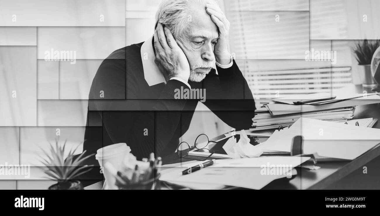 Man with messy desk Black and White Stock Photos & Images - Alamy