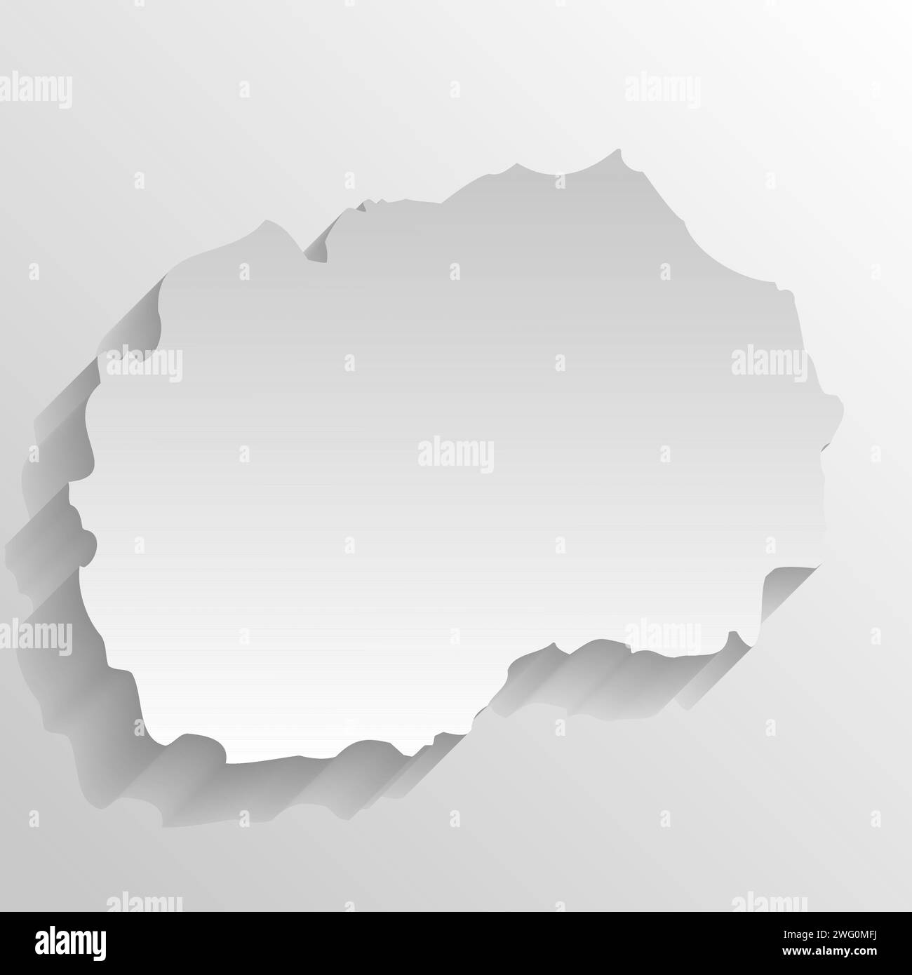 North Macedonia country silhouette. High detailed map. White country ...