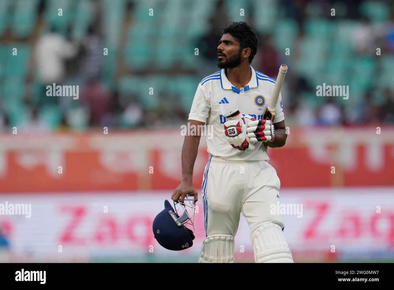 India's Srikar Bharat leaves the ground after losing his wicket on the first day of the second ...