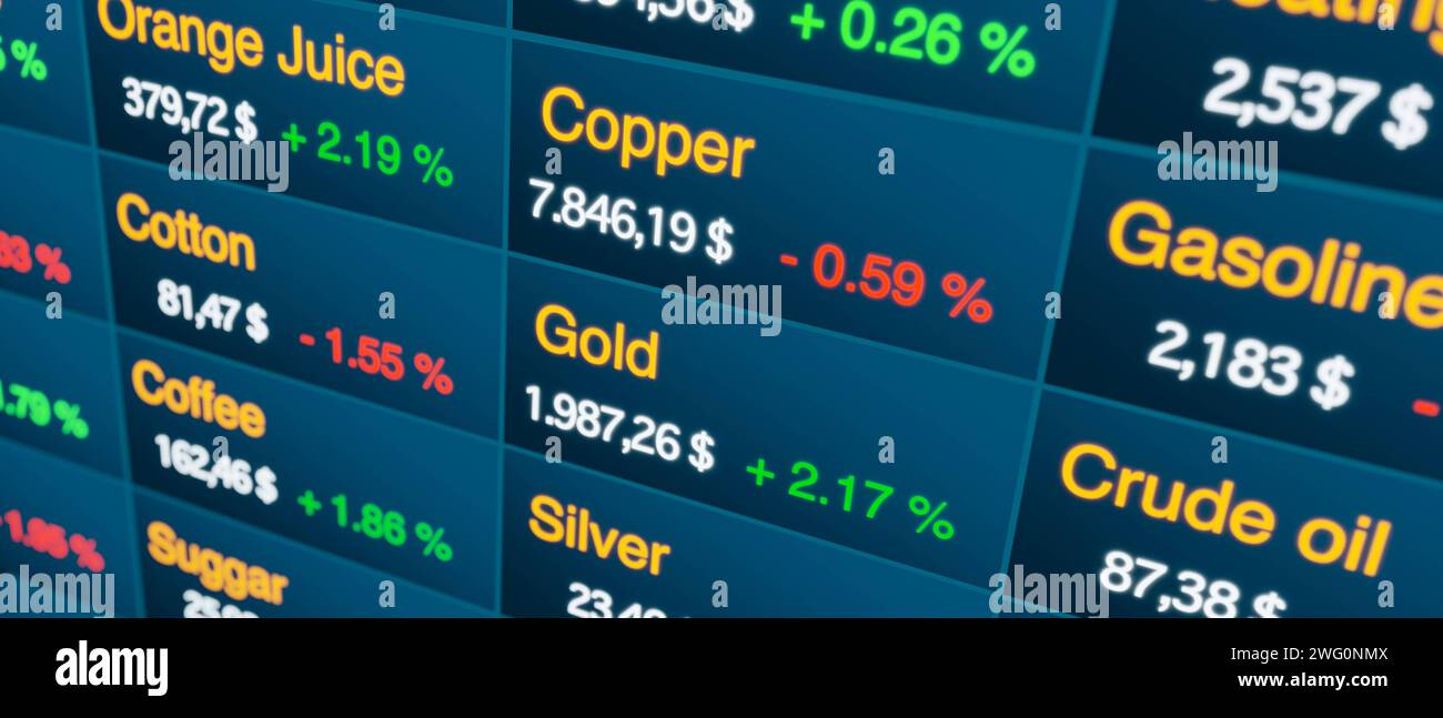 Commodities oil gold copper hi-res stock photography and images - Alamy
