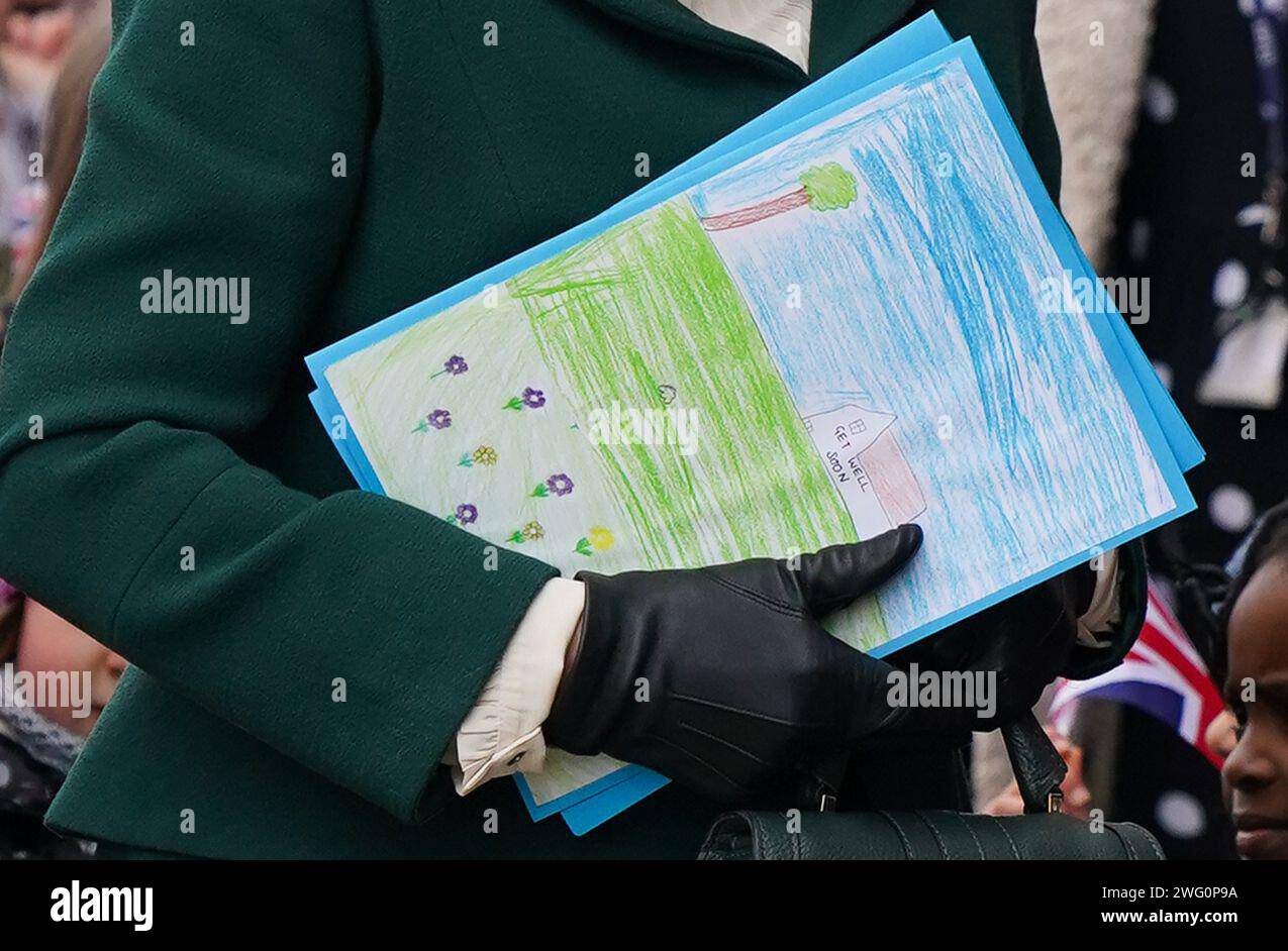 A drawing held by Queen Camilla, in her role as President of the Royal ...