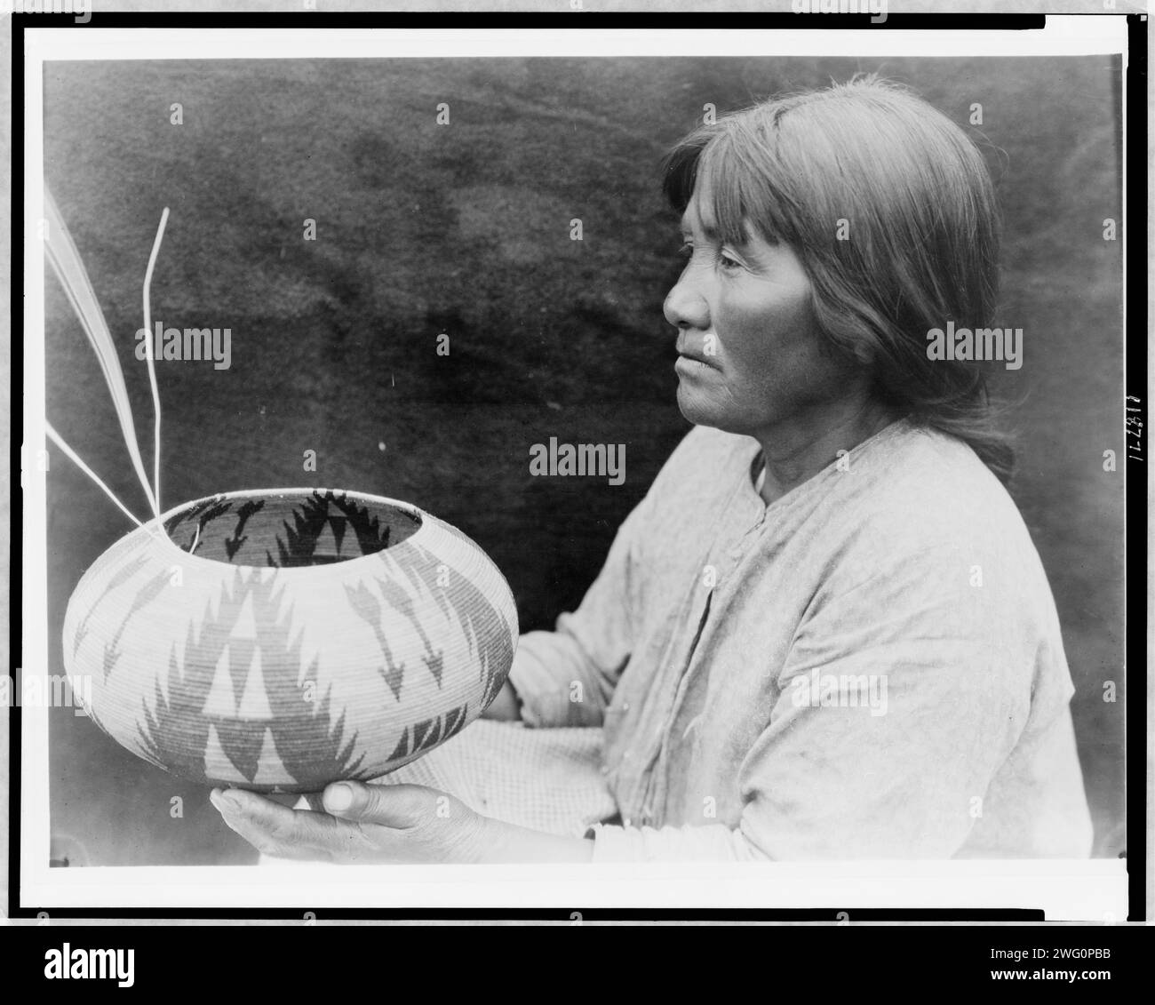 A Lake Mono basket-maker, c1924. Native American woman, half-length ...