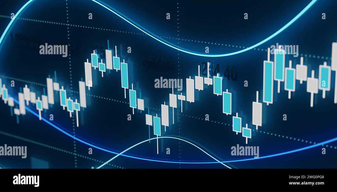 Close-up chart, stock market and exchange. Close-up bar graph, chart moving up and down ...