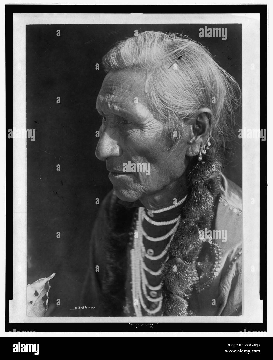 Flathead profile, c1910. Photograph shows Flathead man, head-and ...
