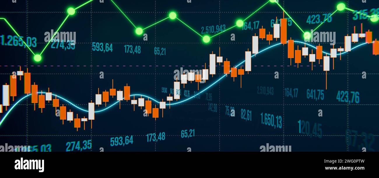 Volatile chart, stock market and exchange. Chart moving up and down ...