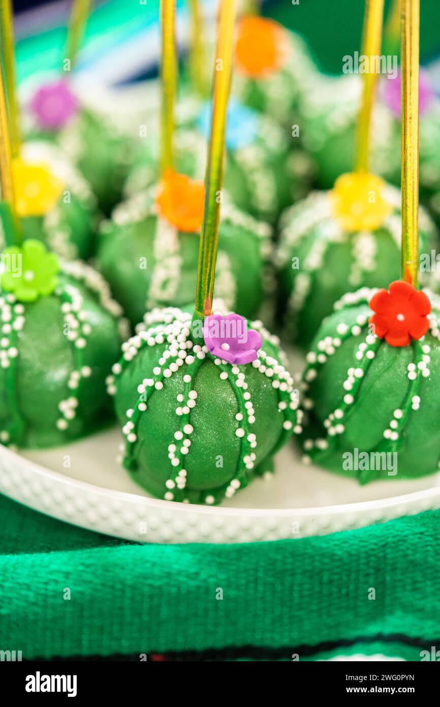 Delicious cactus cake pops for Cinco de Mayo celebration Stock Photo ...