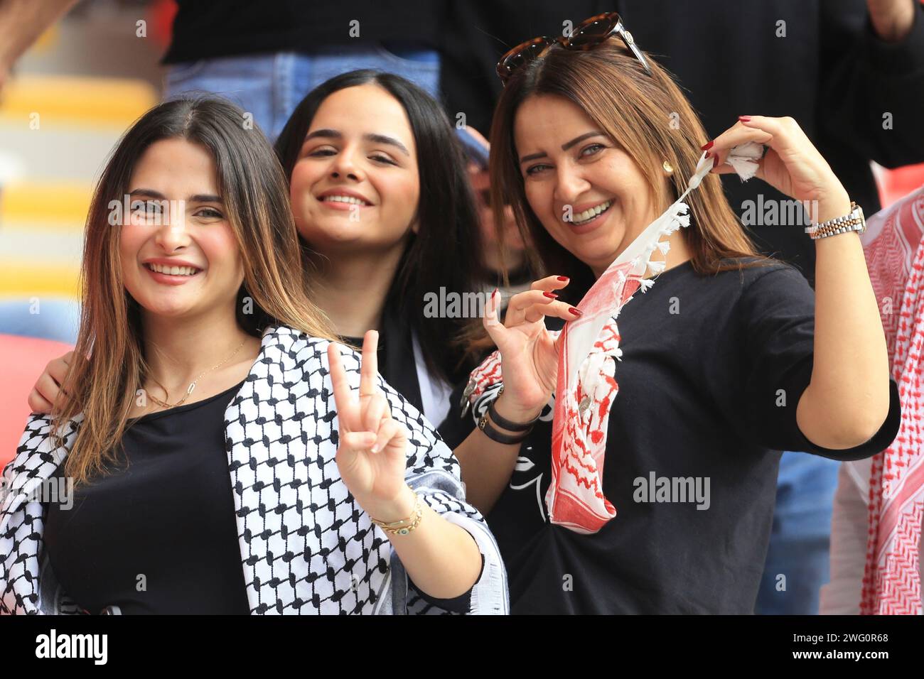 Jordanian fans attends the quarterfinal soccer match between Tajikistan ...