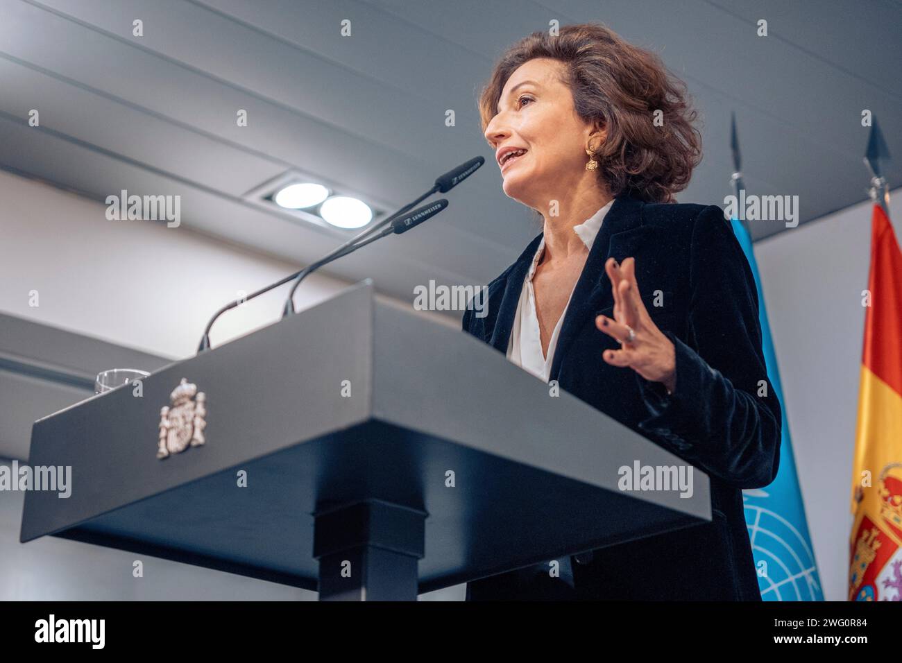 The director general of Unesco, Audrey Azoulay, gives a press ...