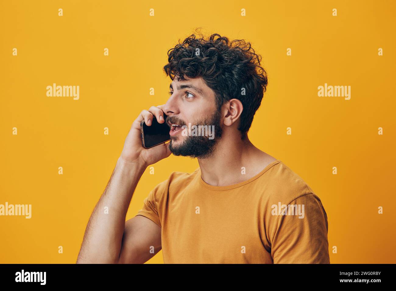 Model face expression person men adult portrait yellow isolated young ...