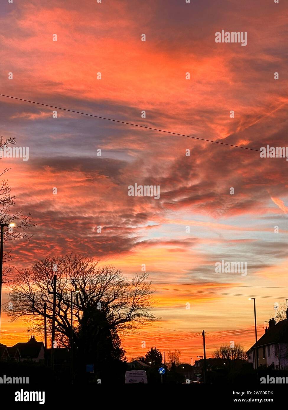 Vicarage Road, Woking. 01st February 2024. A beautiful end to the day ...