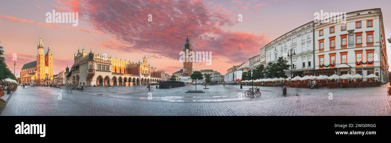 Krakow, Poland. Landmarks On Old Town Square In Summer Evening. St ...