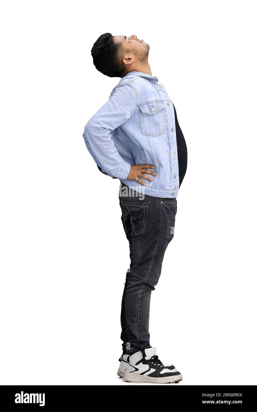 Full length men look at up. Profile Stock Photo - Alamy