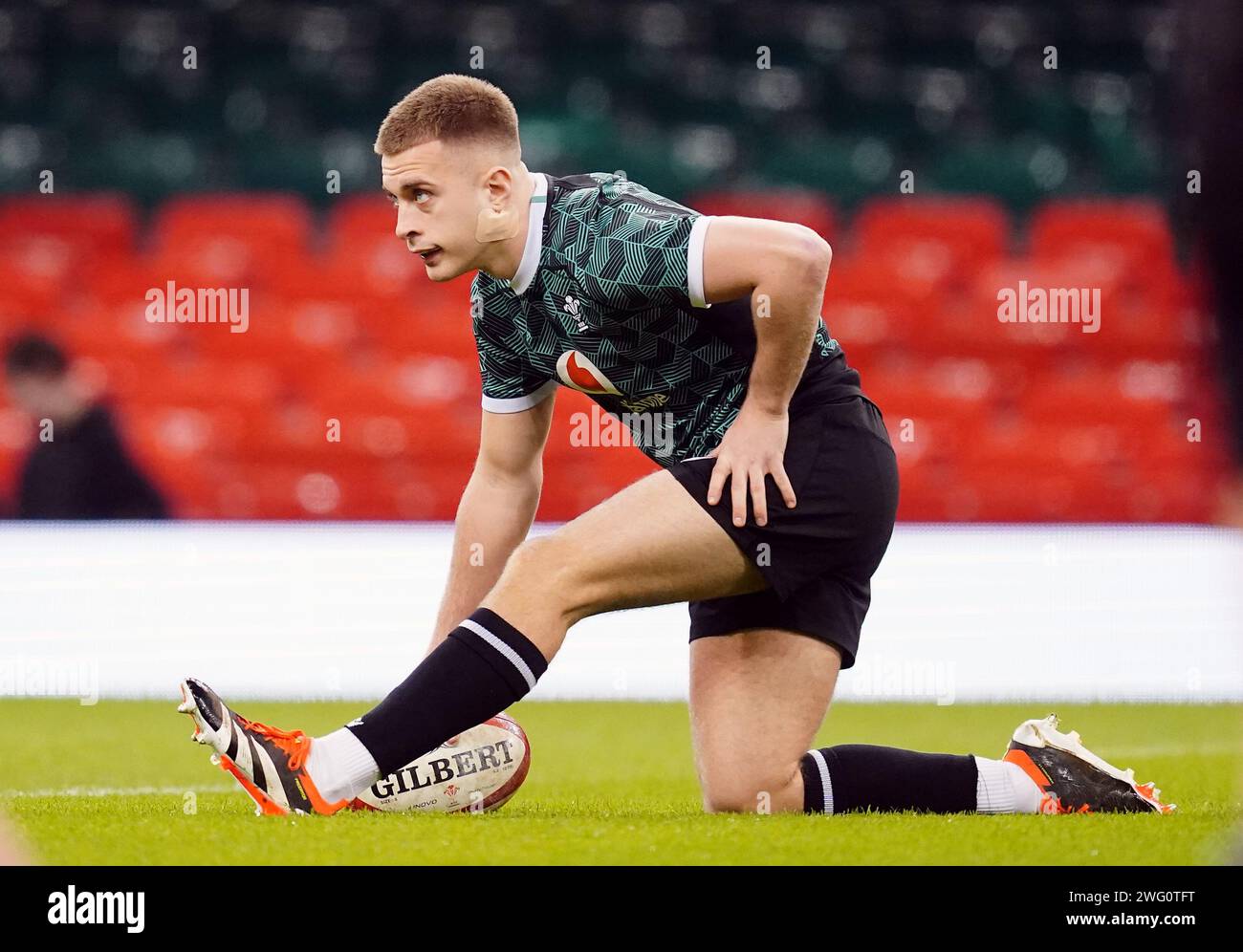 Wales' Cameron Winnett during a team run at the Principality Stadium ...