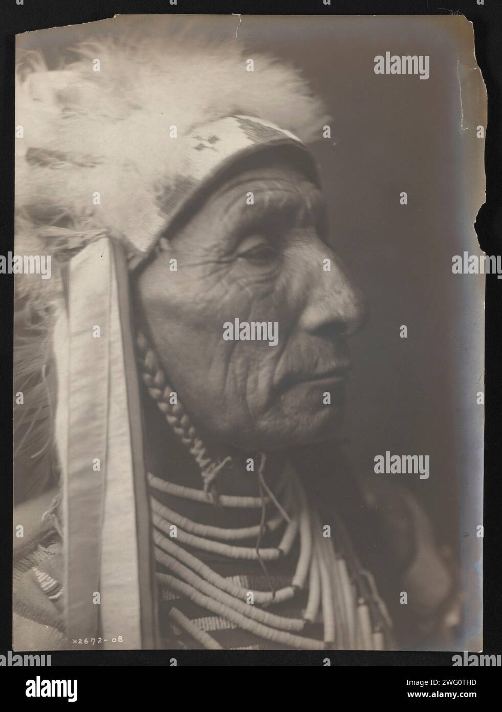 Lone Crow, 1908. Photograph shows head-and-shoulders portrait of Lone ...