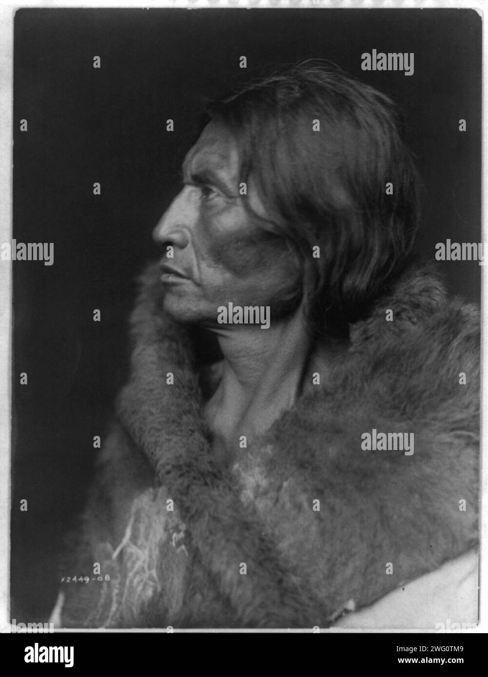 Mosquito Hawk-Assiniboin, c1908. Assiniboine man, Mosquito Hawk, head ...