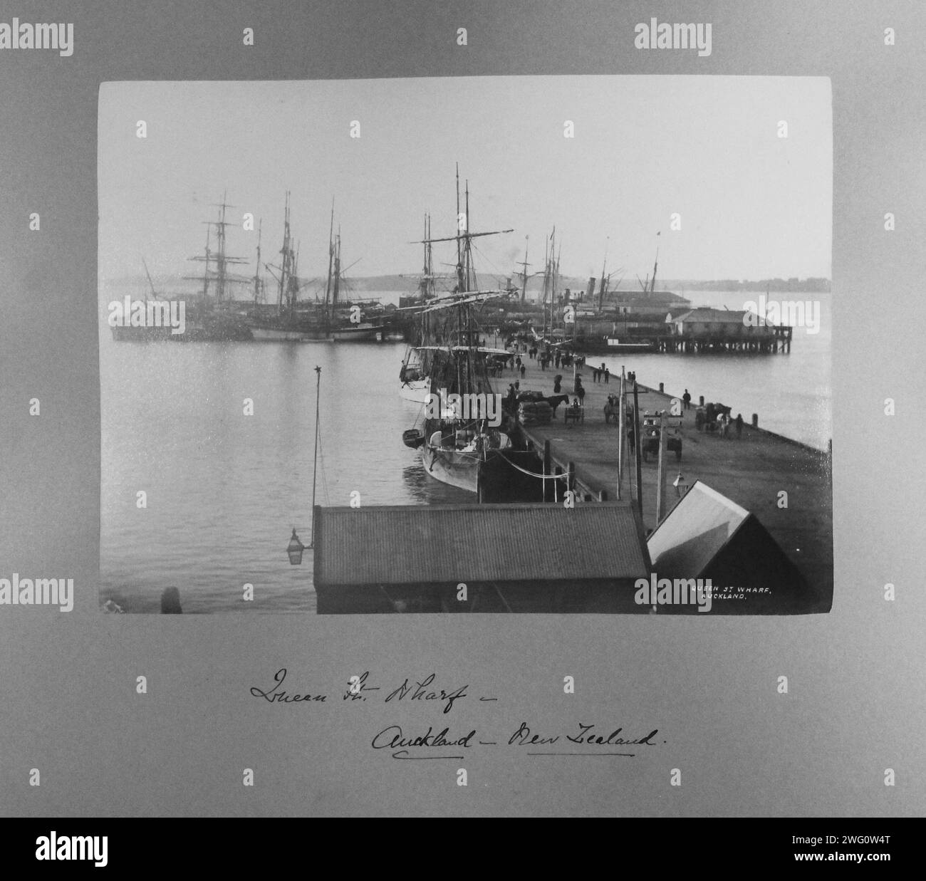 B&W Adaptation of Queen Street Wharf in Auckland New Zealand. Large and ...