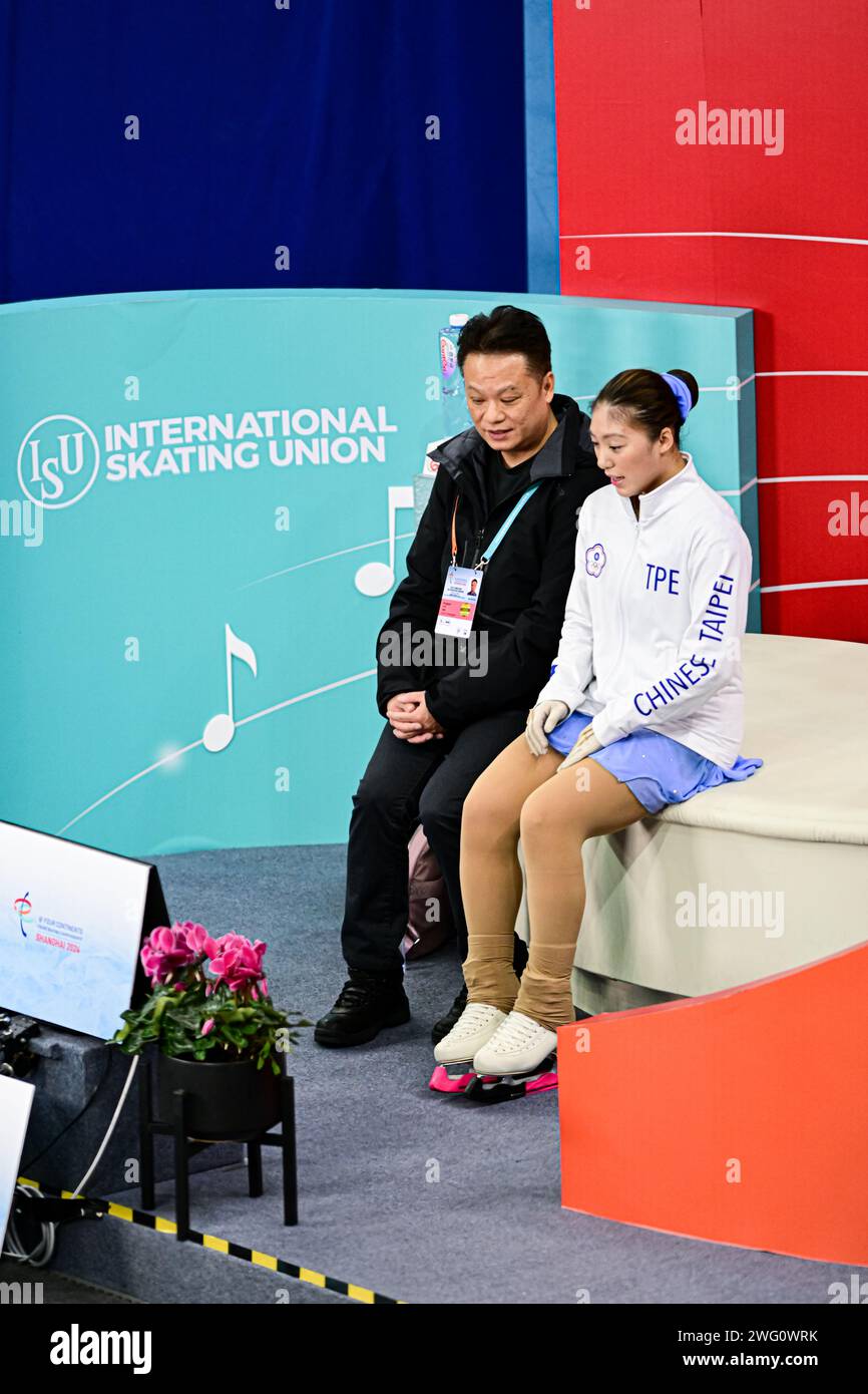 Amanda HSU (TPE), at Kiss & Cry, during Women Free Skating, at the ISU ...