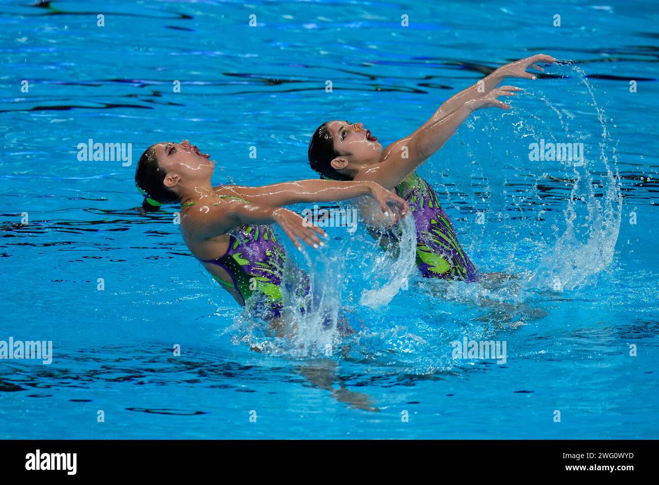Cesia Castaneda and Grecia Gabriela Mendoza of El Salvador compete in ...