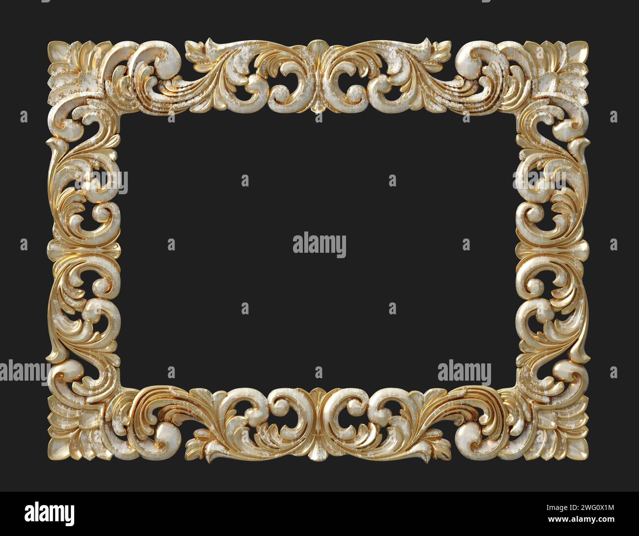 3d illustration. Old shabby gilded frame name plate Stock Photo - Alamy