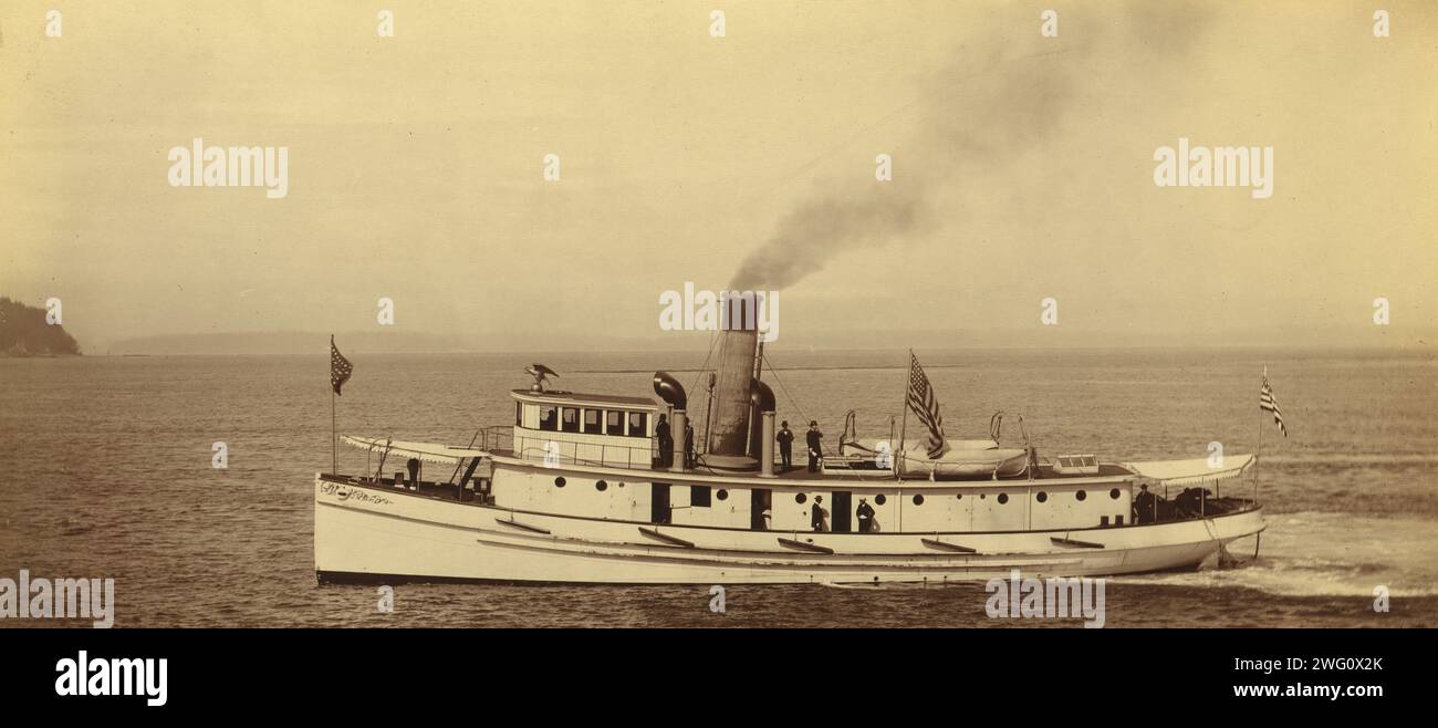 Port side view of small American ship, 1894 or 1895. In album ...