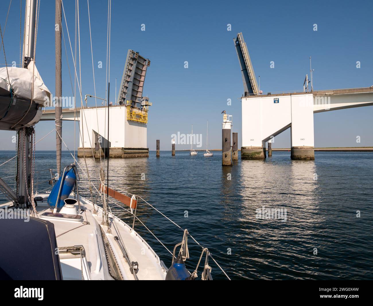 Bridge opening of Zeeland Bridge for sailboats with high masts, Eastern ...
