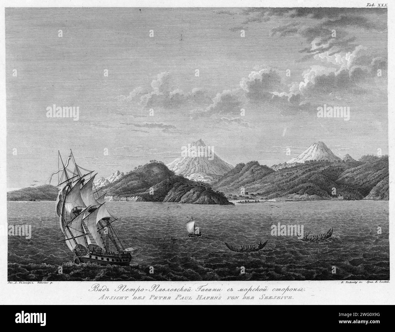 View of Petropavlovsk Harbour From the Seaside, 1813. In 1803-06 ...