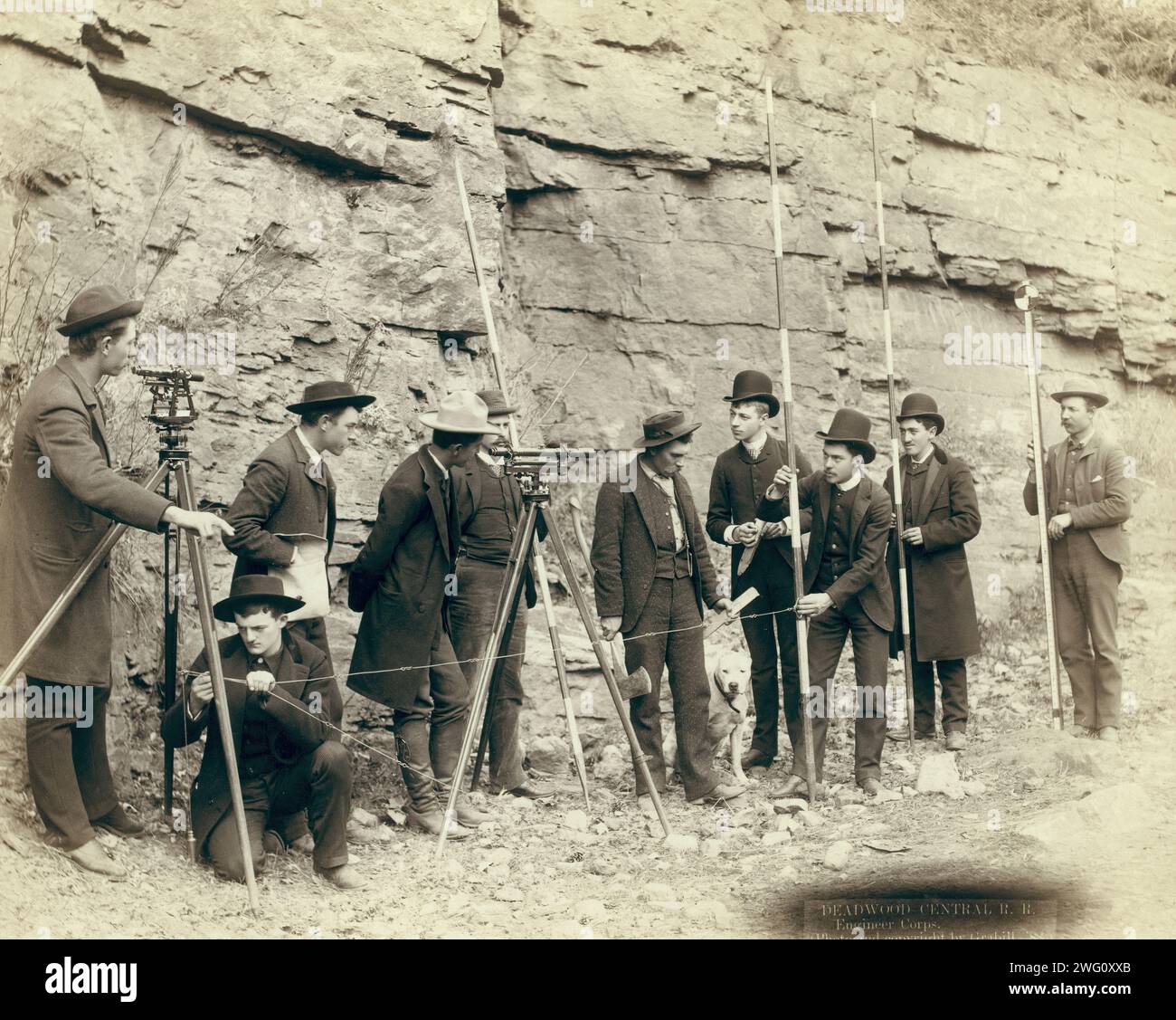 Deadwood Central RR Engineer Corps, 1888. Outdoor group portrait of ten ...