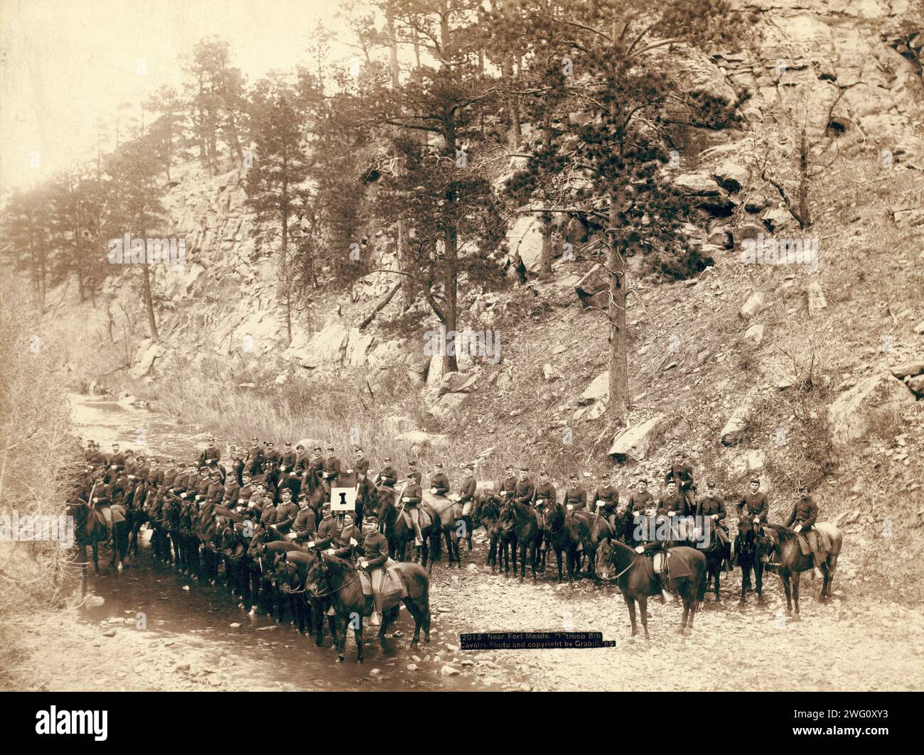 Near Fort Meade "I" troop, 8th Cavalry, 1889. Military men in uniform ...