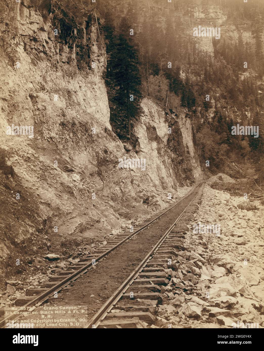 Grand Canyon Elk Canyon on Black Hills and Ft P RR, 1890. Section of ...