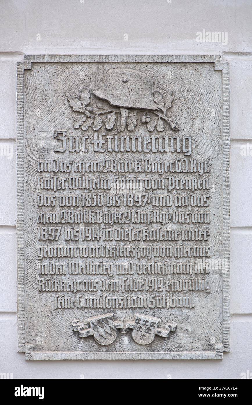 Memorial plaque to a Prussian regiment at a former barracks in the 19th ...
