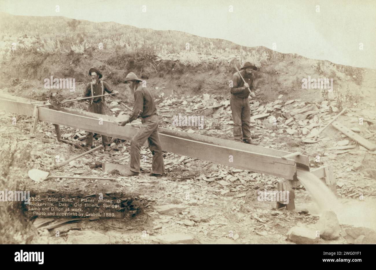 Gold Dust Placer mining at Rockerville, Dak Old timers, Spriggs, Lamb ...