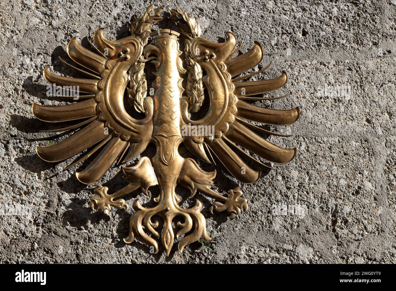 Coat of arms of Austria with the imperial eagle in Innsbruck, Austria ...